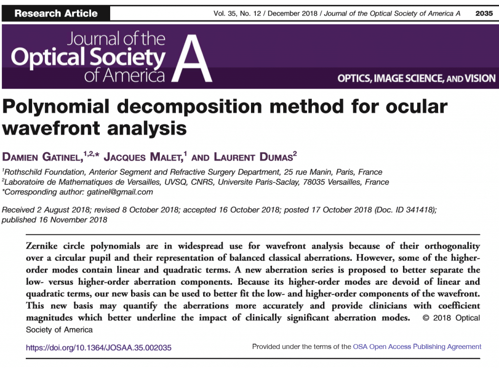 Novel Wavefront Decomposition Method - Docteur Damien Gatinel