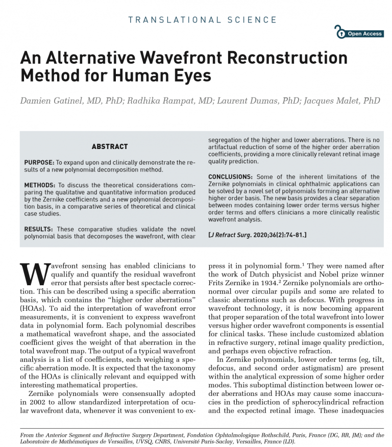 Novel Wavefront Decomposition Method - Docteur Damien Gatinel
