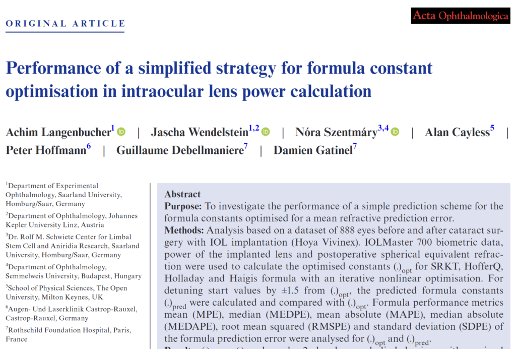 Performance of a simplified strategy for formula constant optimisation ...